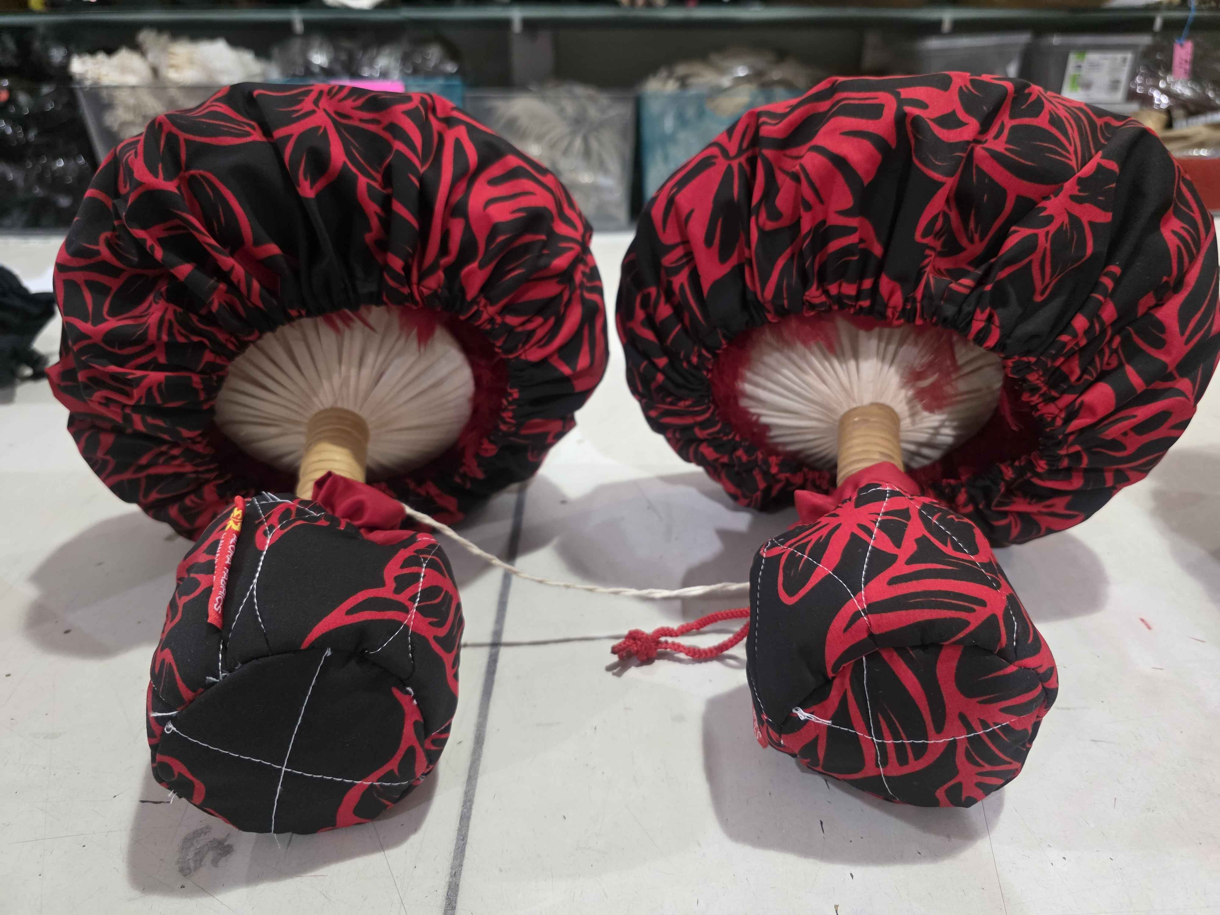 'Uli'uli Covers Red on Black Flowers – Aloha Fabrics Hula & Crafts