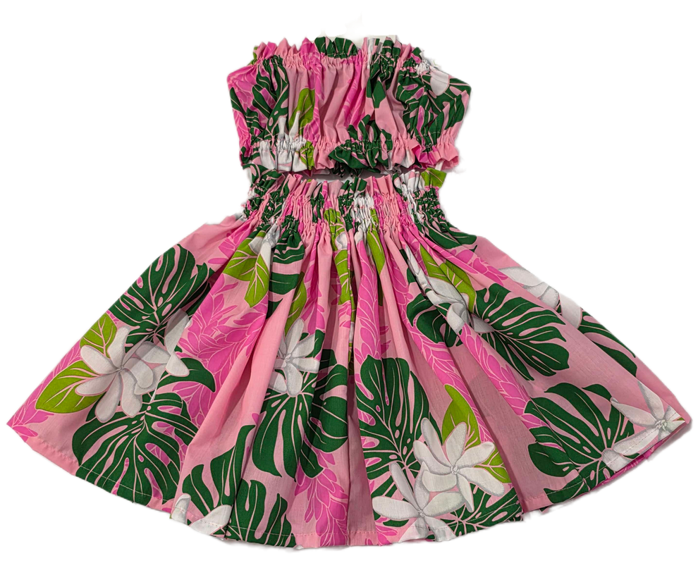 Tiare and Leaves Pink Keiki Pa'u Set (2-4yrs) – Aloha Fabrics Hula & Crafts